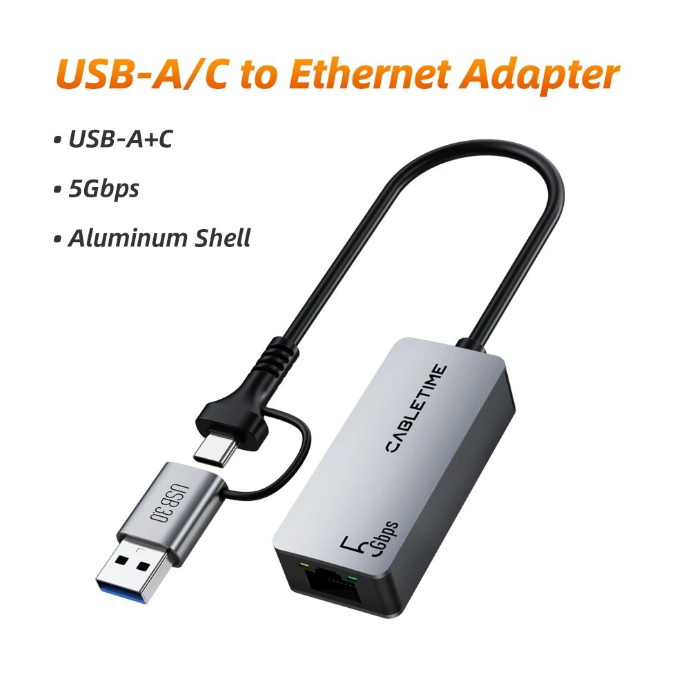 CABLETIME USB C Ethernet-адаптер 5Gbps