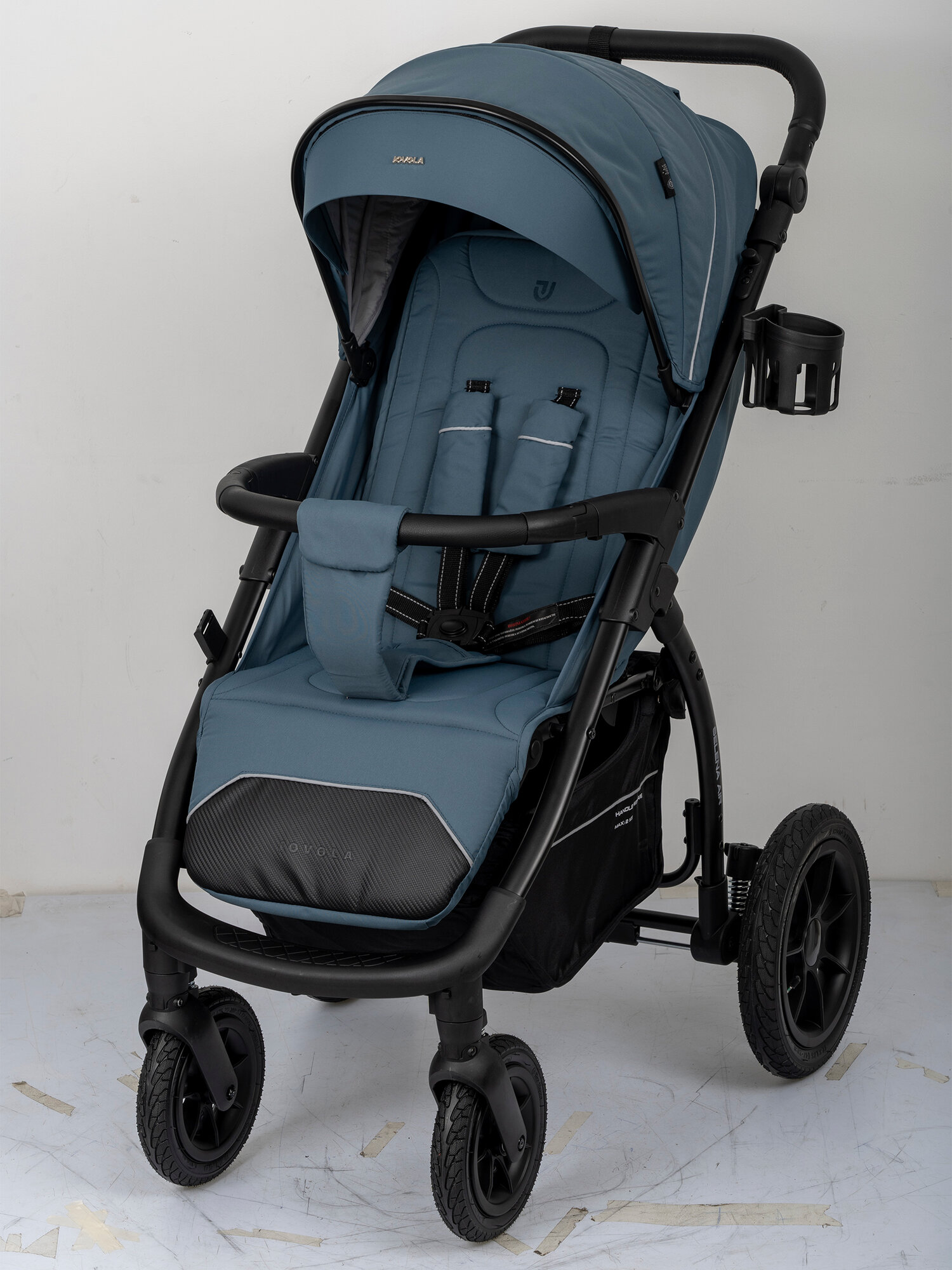 Коляска прогулочная детская Jovola Selena Air Plus, всесезонная, большие надувные колеса, амортизация, синий