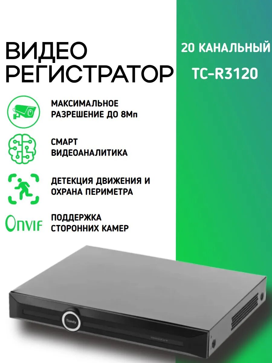 IP-видеорегистратор Tiandy TC-R3120 2MC 20-канальный 4K с AI аналитикой