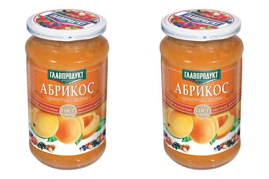 Главпродукт Ягоды перетертые Абрикосы протертые с сахаром 550 г, 2 шт