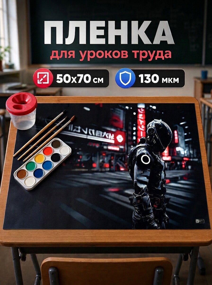 Феникс + Плёнка для уроков труда "Гонщик в шлеме" 50х70 см