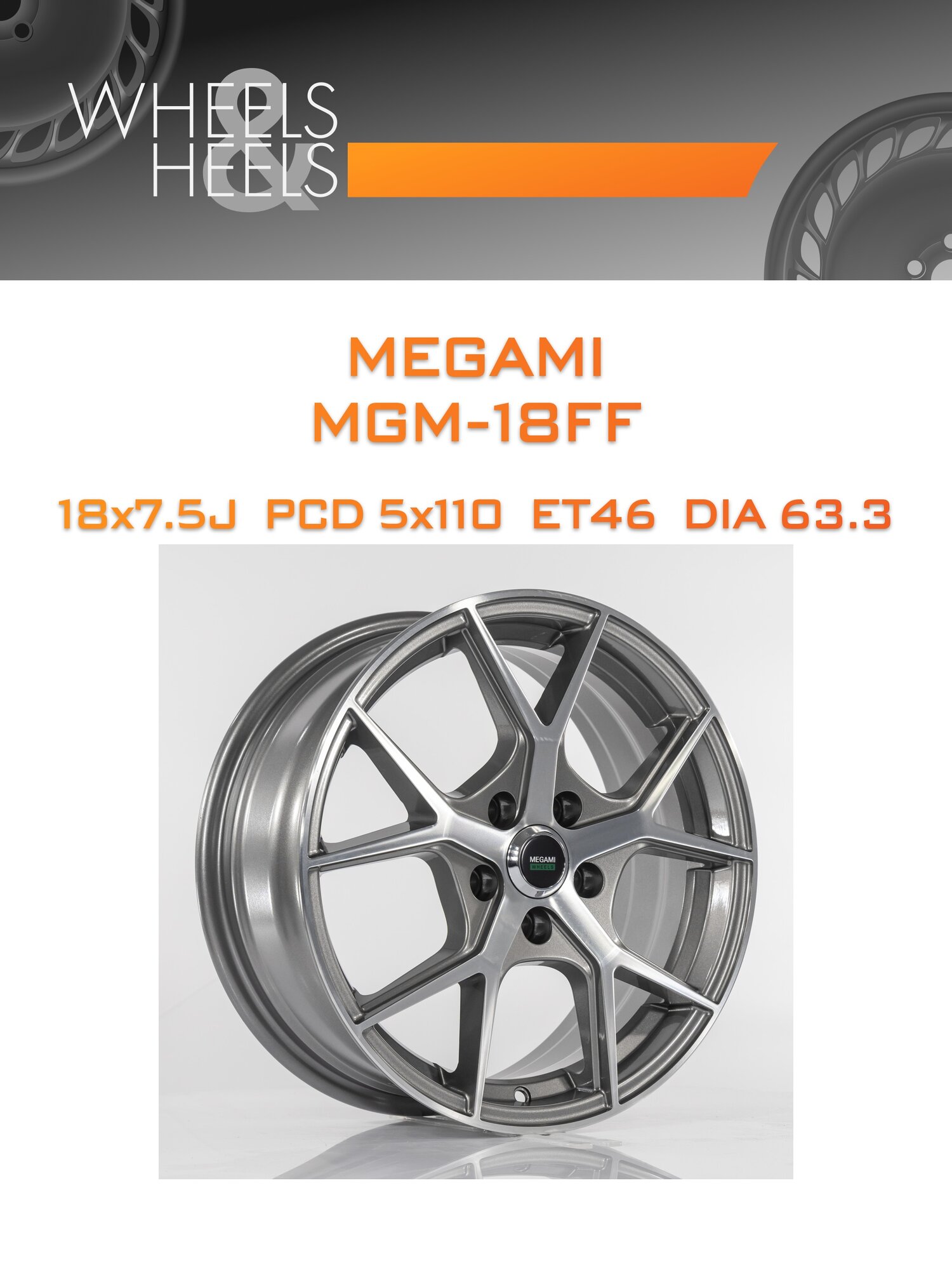 Диск автомобильный литой Megami MGM-18FF 18x7.5 5x110 et46 dia63.3 gmf