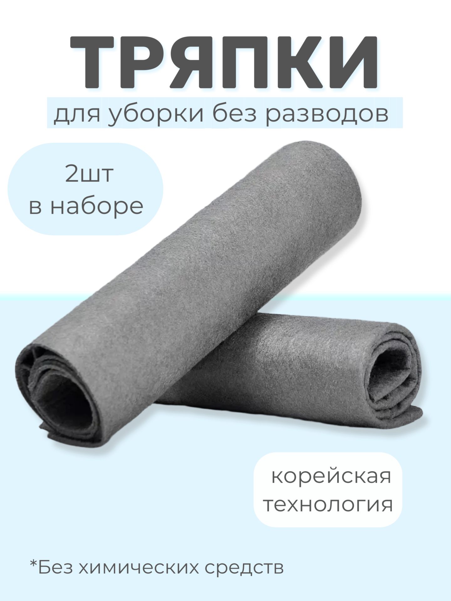 Тряпка для уборки без разводов 30*40 см, 2 шт.