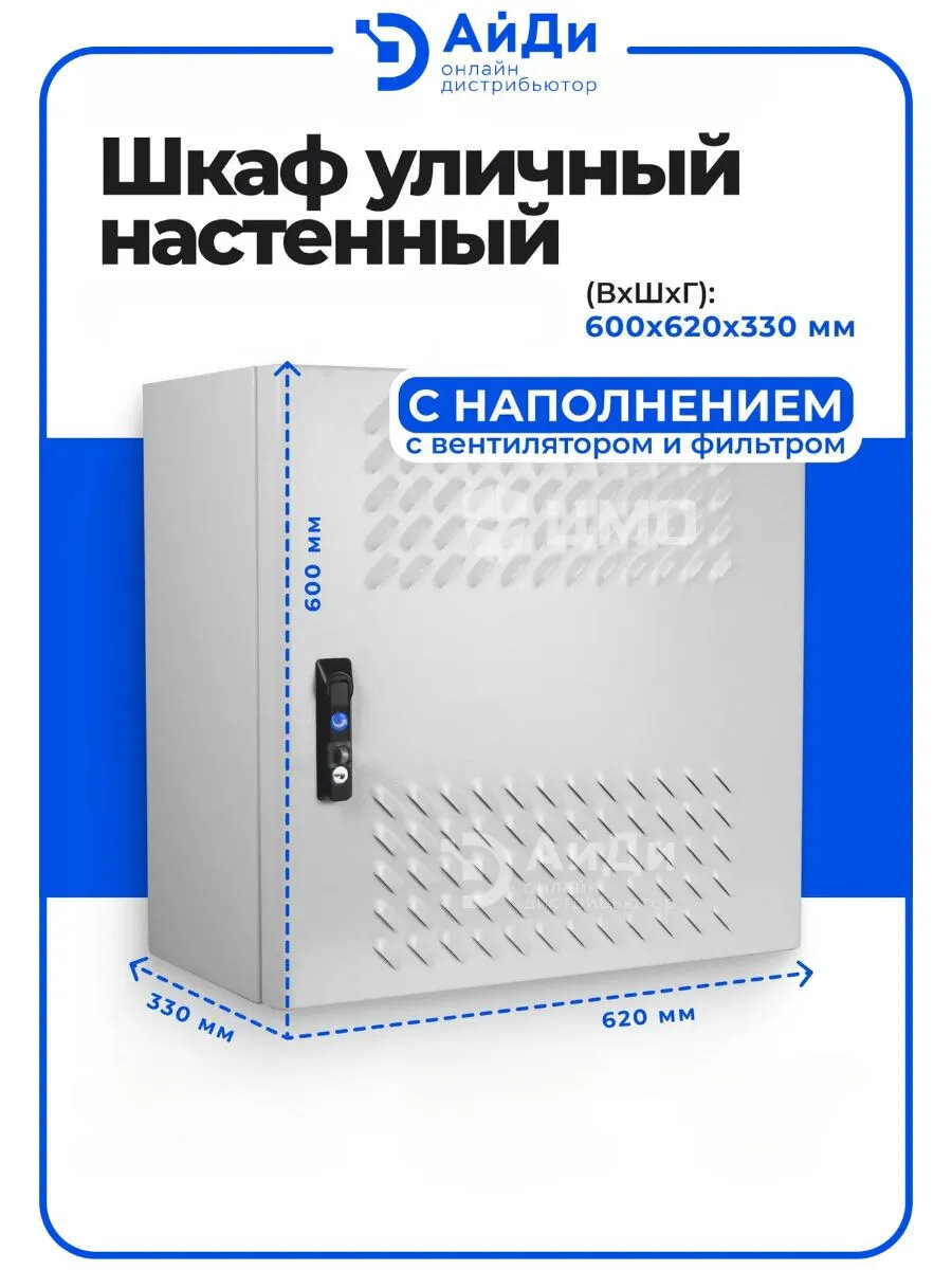 Шкаф уличный всепогодный укомплектованный настенный ЦМО ШТВ-Н, IP55, 12U, цвет: серый