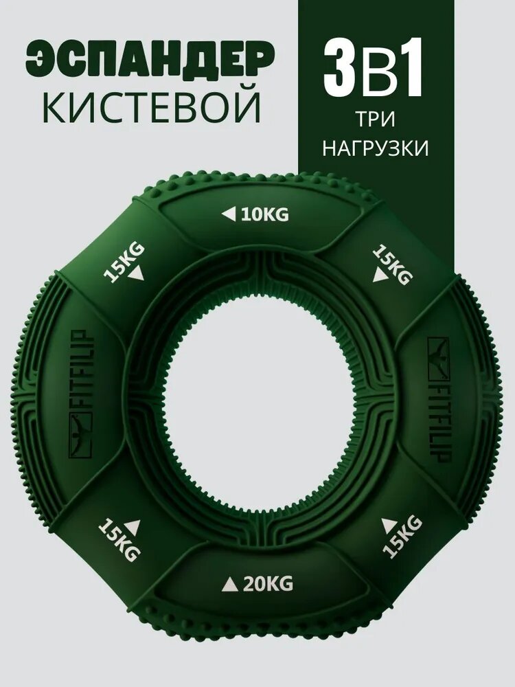 Эспандер кистевой тройной 10-15-20 кг круглый для рук кольцо