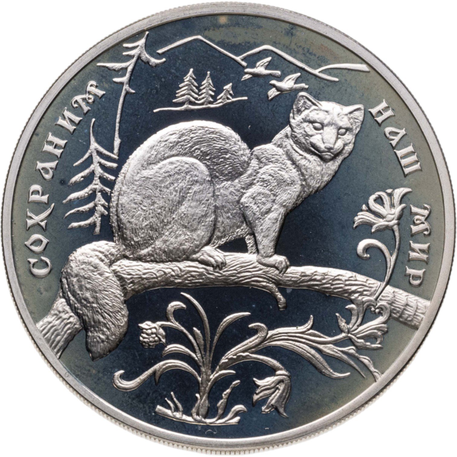 3 рубля 1994 ММД соболь, Серебро 900, в сохранности Proof