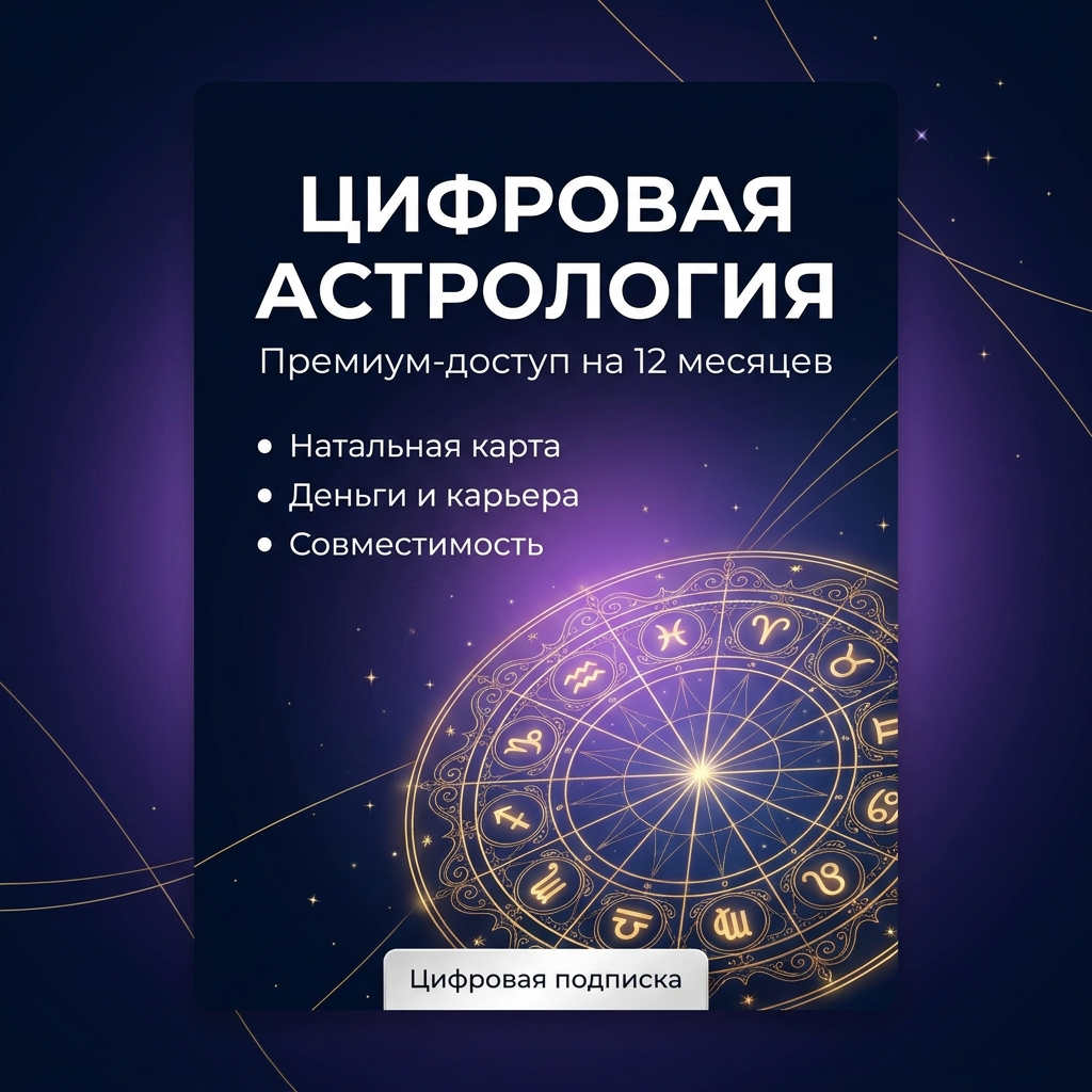 Цифровая астрология — Премиум-подписка на 12 месяцев: натальная карта, карьера и совместимость