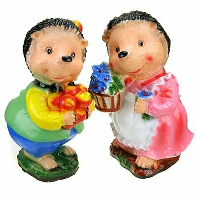 Скульптура-фигура для сада КНР гипсовая "Еж с ежихой" 20х40 см