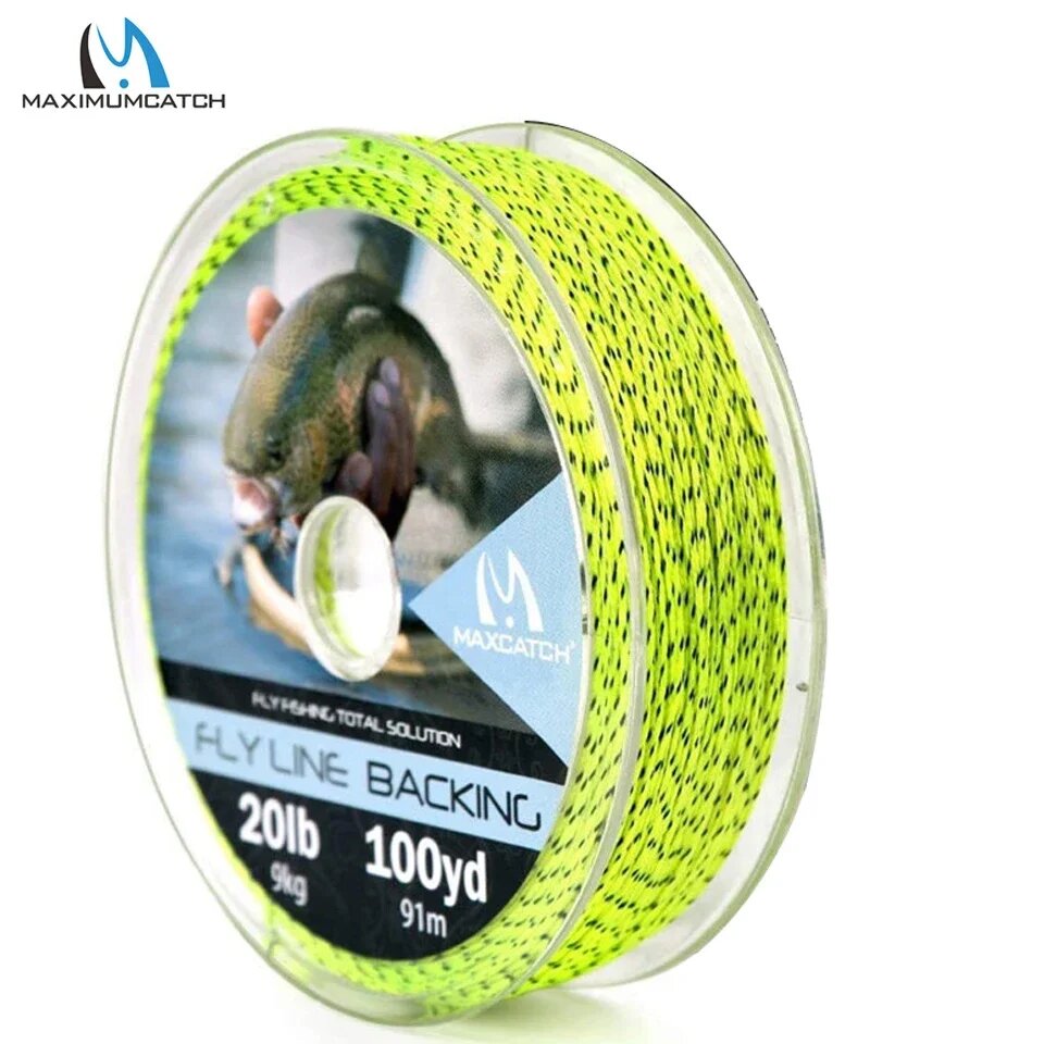 Плетеная леска для нахлыста MAXIMUMCATCH 20LB 100YARD, Зеленый/Черный-Желтый