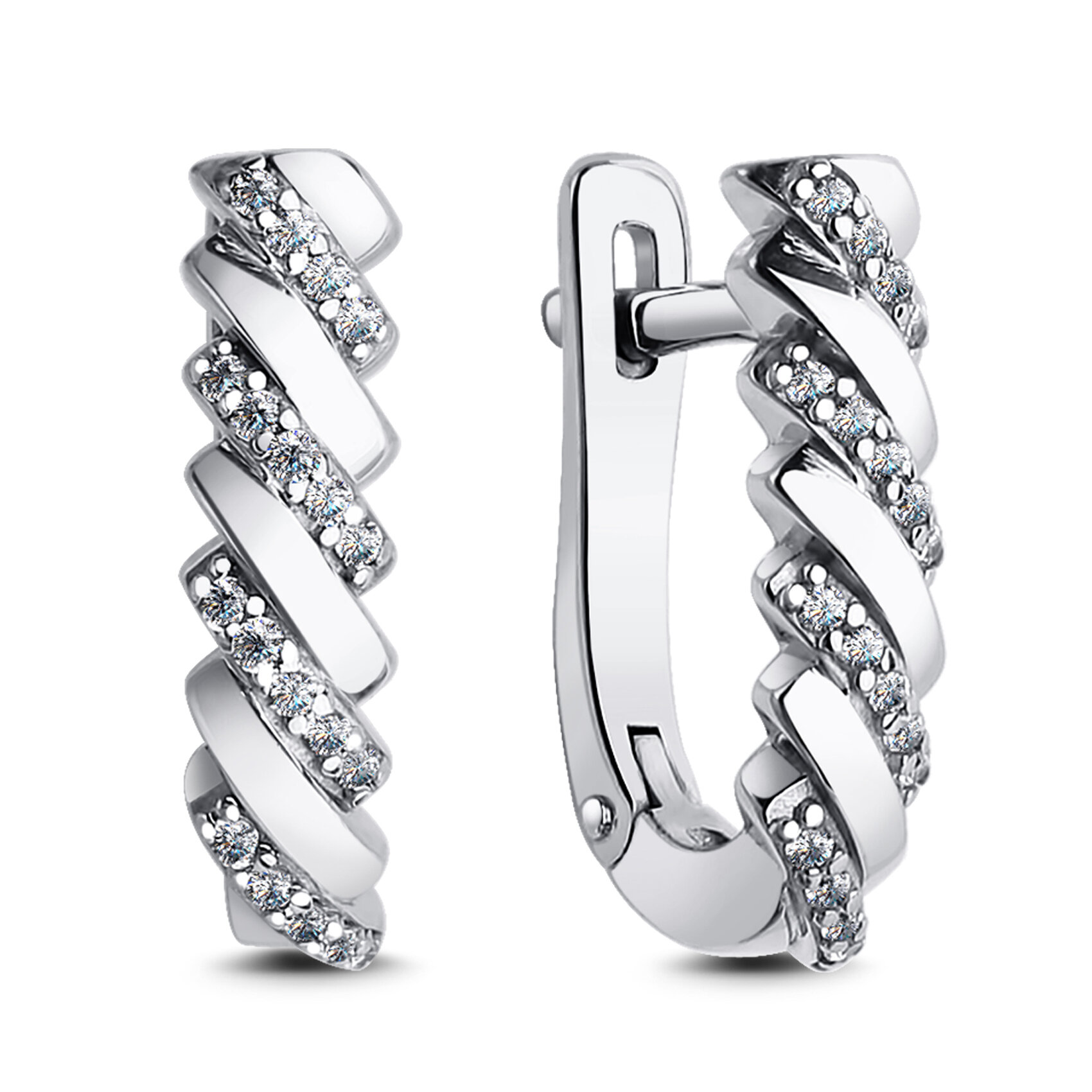 Серьги, серебро, 925 проба, фианит