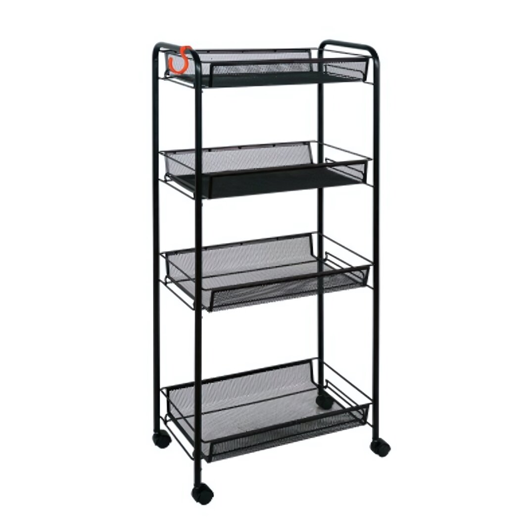 Этажерка "Ладья 24 К" 4 полки на колесиках, металл, черная, 44х25х100 см