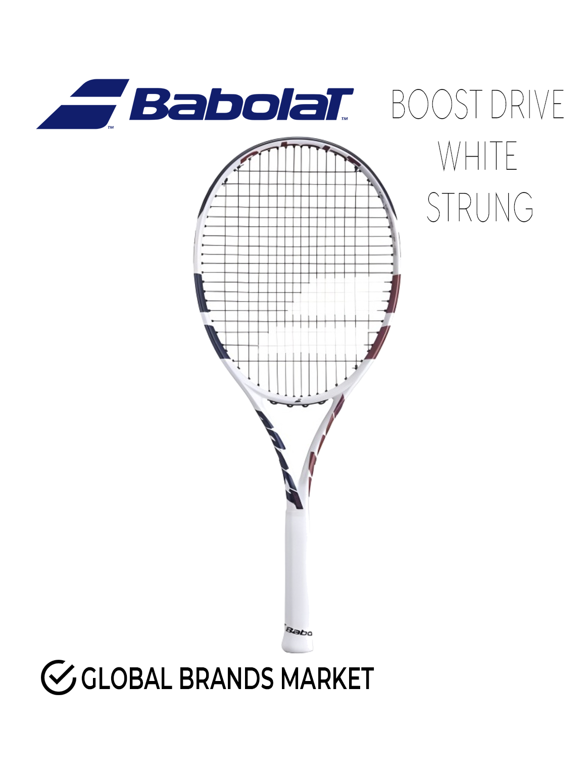 Теннисная ракетка Babolat Boost Drive White Strung (2025) 121265, ручка: 2, 260 гр