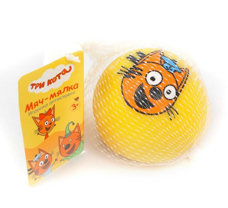 Игрушка-антистресс Супер Жим Три Кота. Мяч-мялка, с мукой, от 3 лет