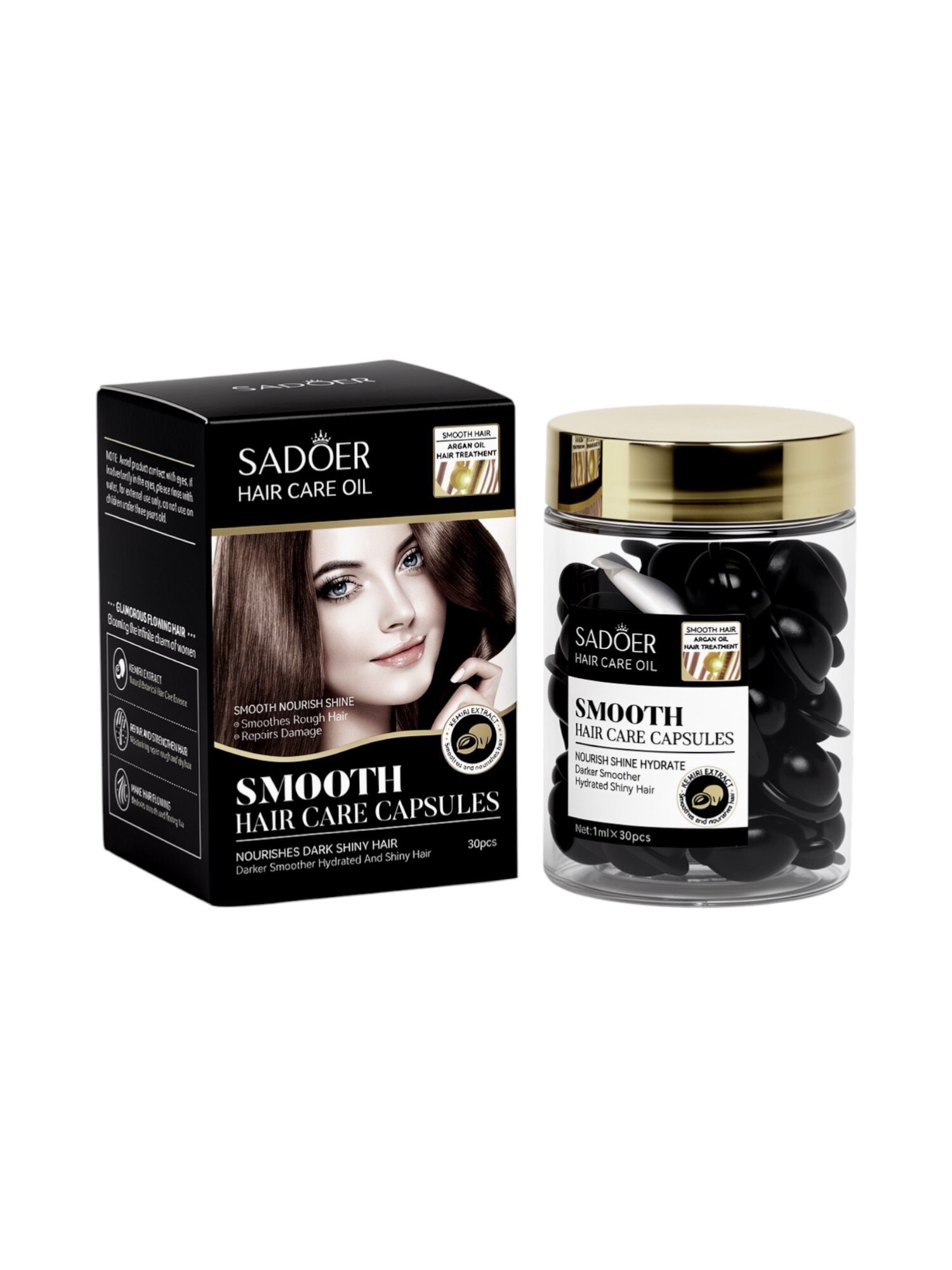 Масло для волос в капсулах, с аргановым маслом и лесным орехом, 1 мл × 30 шт.