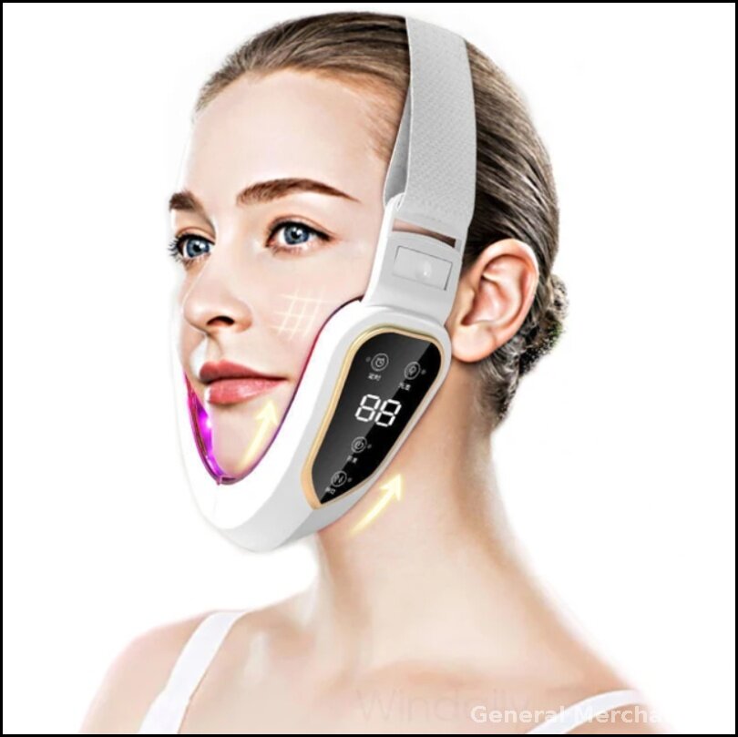 Эксклюзивный аппарат для светотерапии и моделирования овала лица в белом цвете, оснащенный 12 уровнями премиум микровибрации, созданный для эффективной коррекции контуров, устранения отеков и второго подбородка.