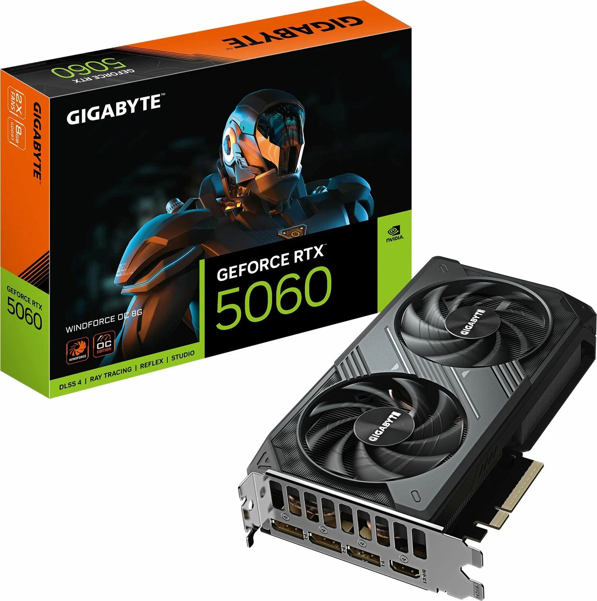 Видеокарта Gigabyte GV-N5060WF2OC-8GD, 8GB, RTX 5060, 3840MHz, 7680x4320