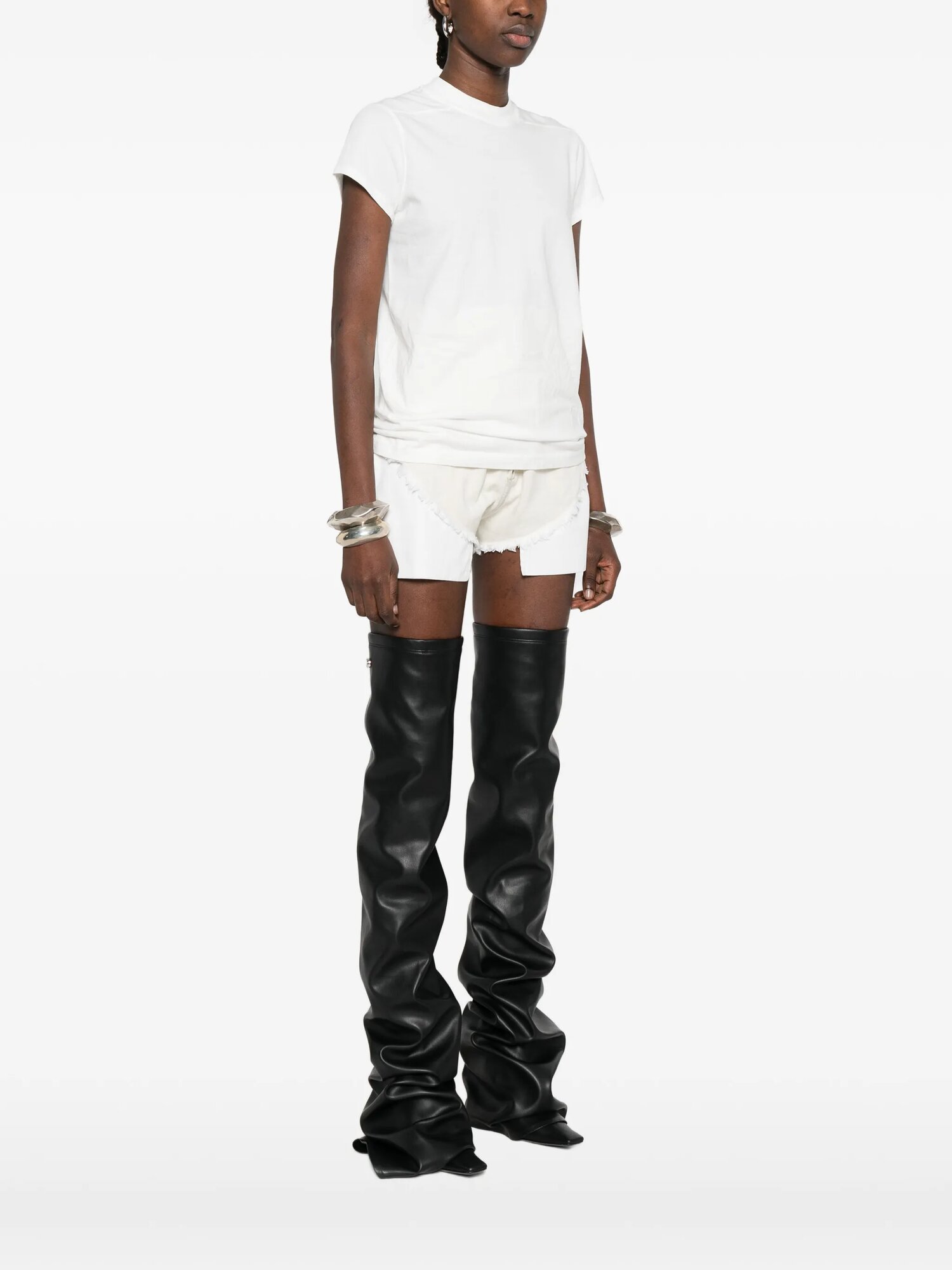 Футболка Rick Owens Small Level T, размер 34, бежевый/белый — фото 1