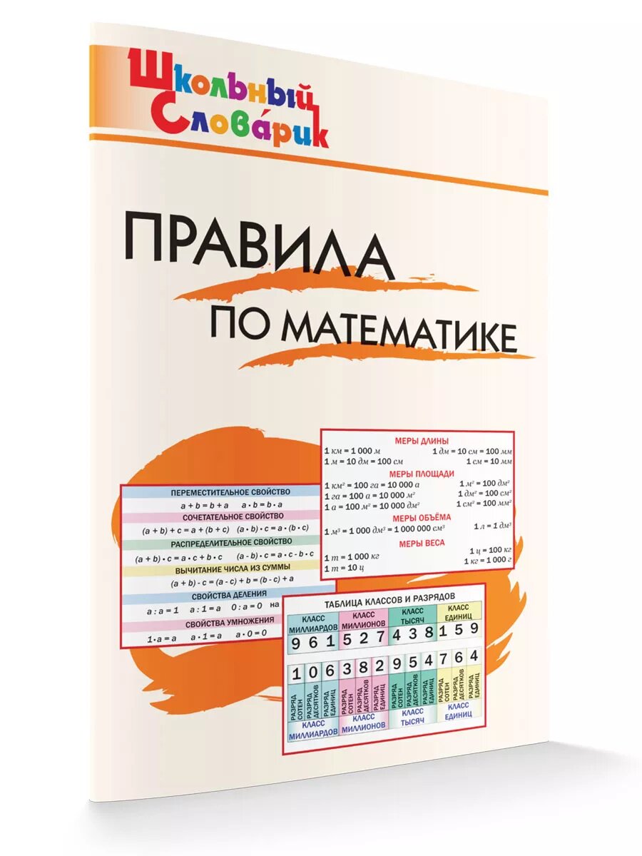 Школьный словарик: Правила по математике.