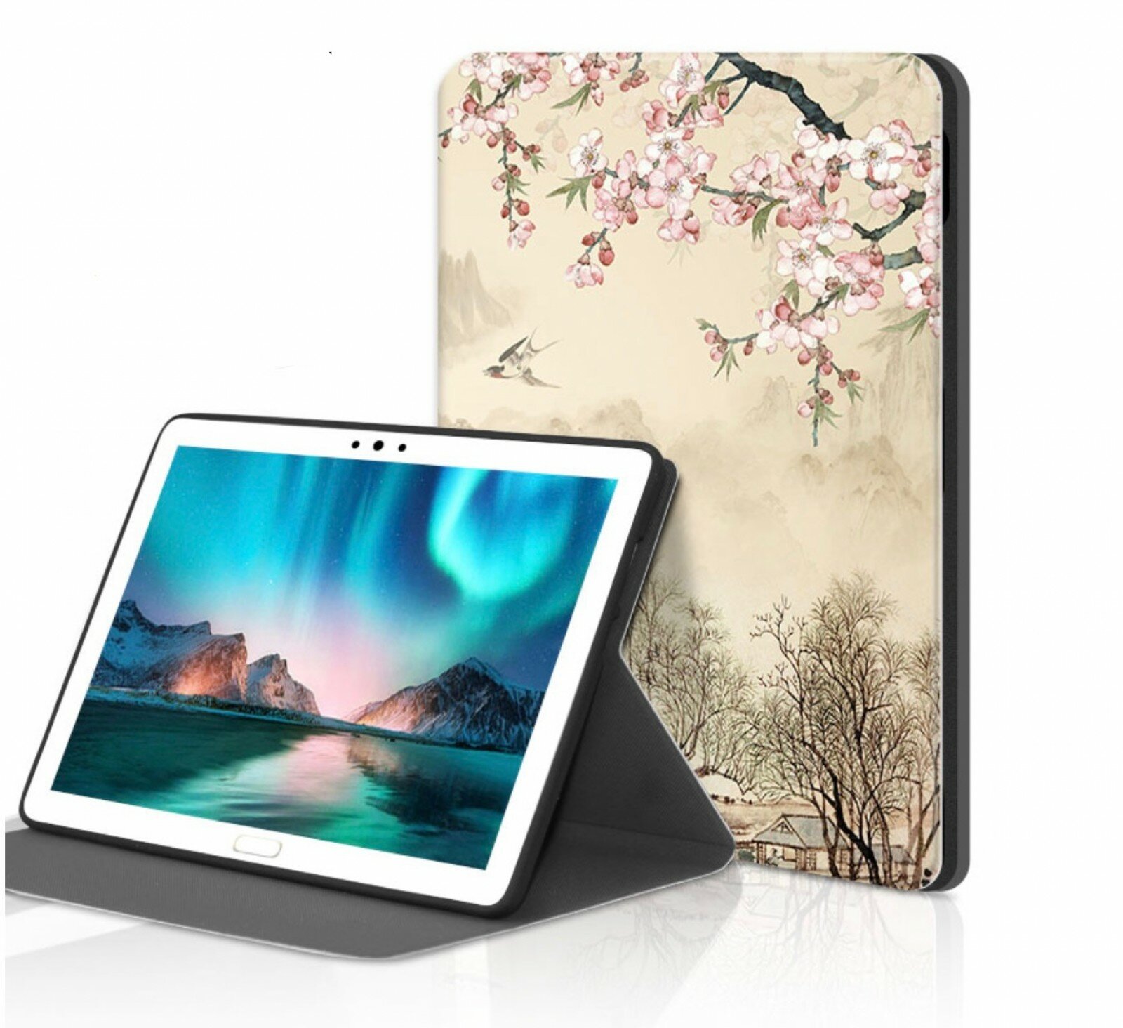 Чехол-обложка MyPads для Huawei MediaPad M5 Lite 10 тонкий с магнитной застежкой и рисунком сакуры