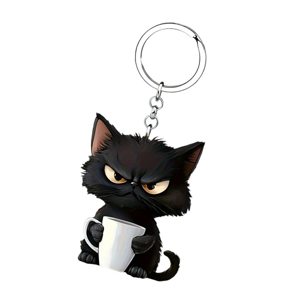 Акриловые брелоки с чёрными котами
