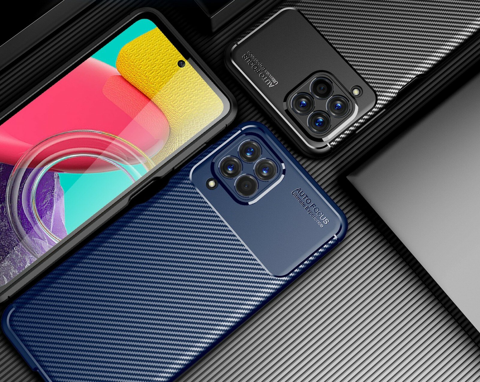 Чехол-бампер MyPads Sotto il Carbonio для Samsung Galaxy M53 из силикона с матовой отделкой под карбон черный