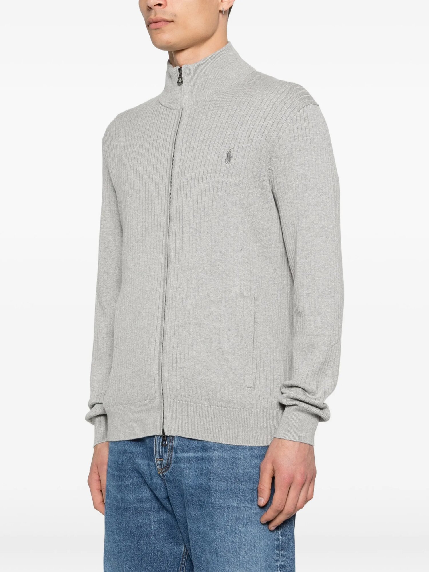 Кардиган Polo Ralph Lauren Zip-up cardigan, размер M, серый — фото 1