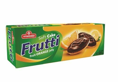 Печенье FRUTTI бисквитное с апельсиновым желе, покрытое шоколадом /картон/ 125г