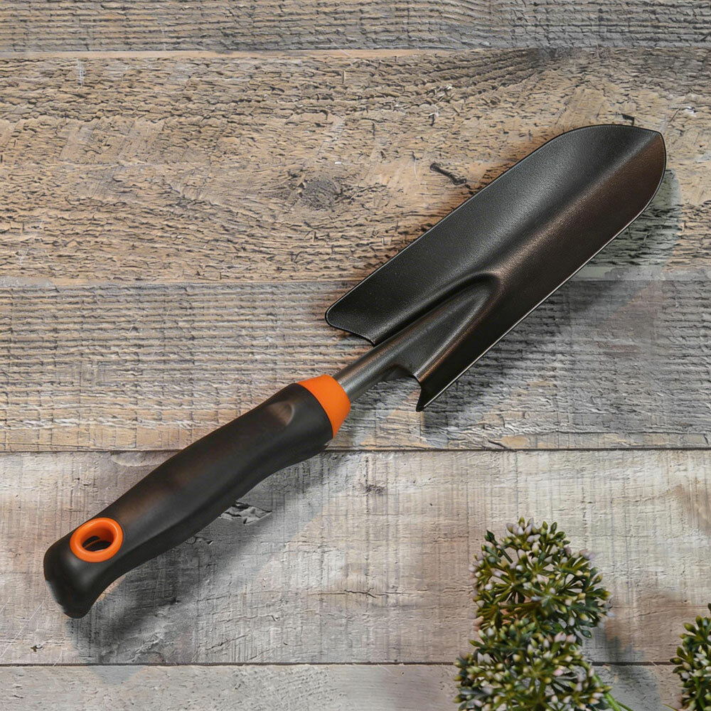 Совок посадочный узкий 32x6x5 см, металлический, с эргономичной ручкой