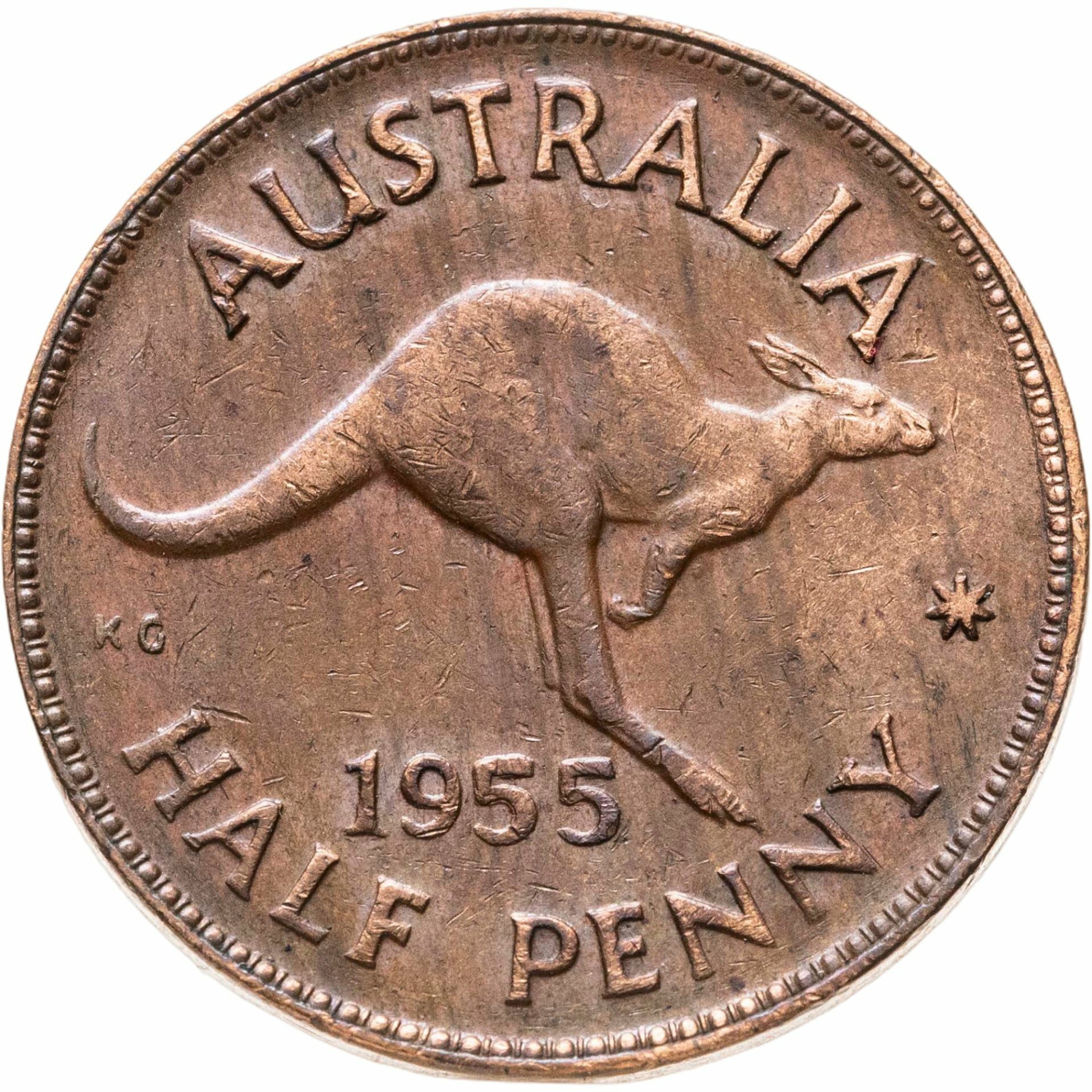 Австралия 1/2 пенни penny 1955, Бронза, в сохранности VF