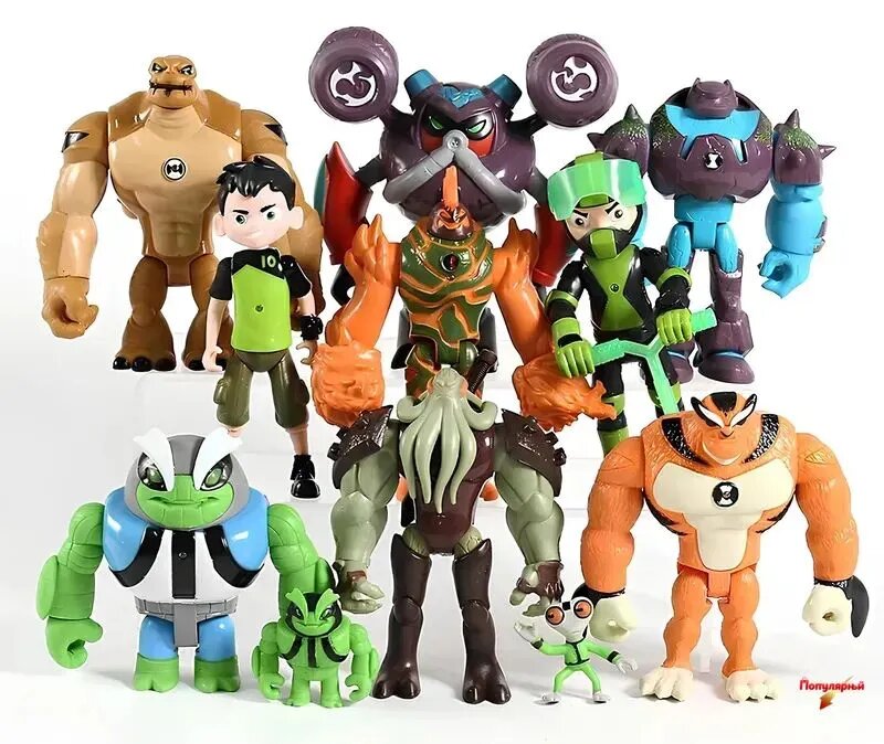 Набор фигурок Бен 10 (11шт 3-13см, пакет) с подсветкой, пластик