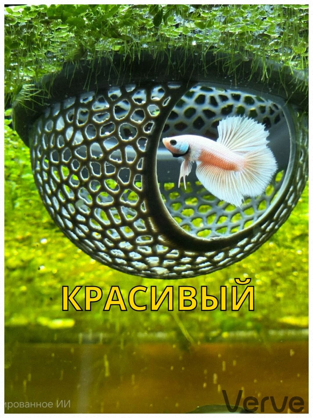 Декорация для аквариума "Плавающий домик для рыбок", пластик, 70x70x40 мм