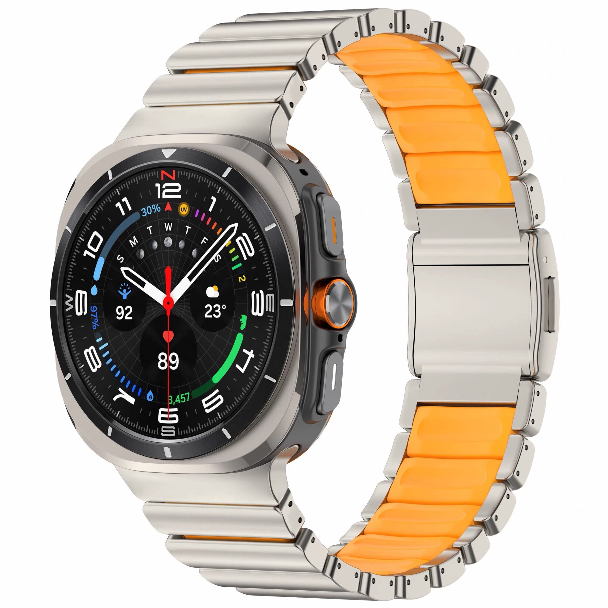 Титановый металлический магнитный захватный ремень для часов Samsung Galaxy Watch 8 40 мм 44 мм / 8 classic 46 мм Мягкий металлический силиконовый ремень
