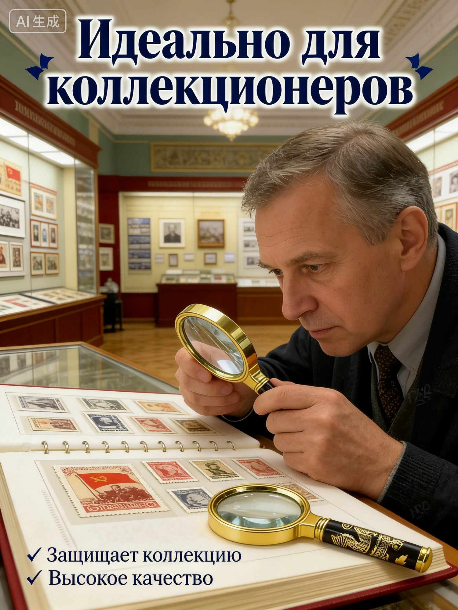 Лупа 10-кратная, диаметр: 100 мм