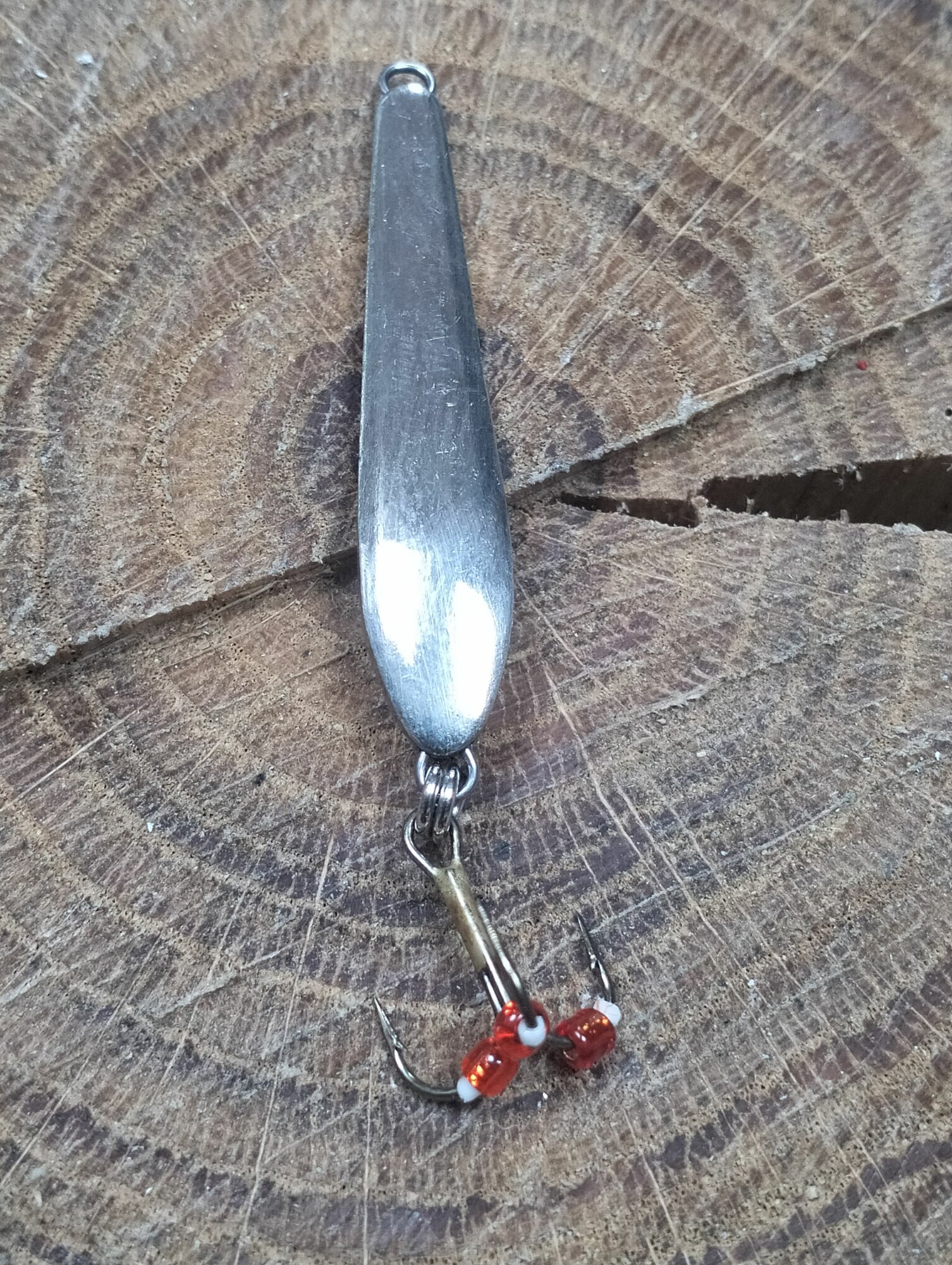 Блесна окуневая ручной работы двухсторонняя большая 5.6гр. нейзильбер/латунь (мастер Омелинский)