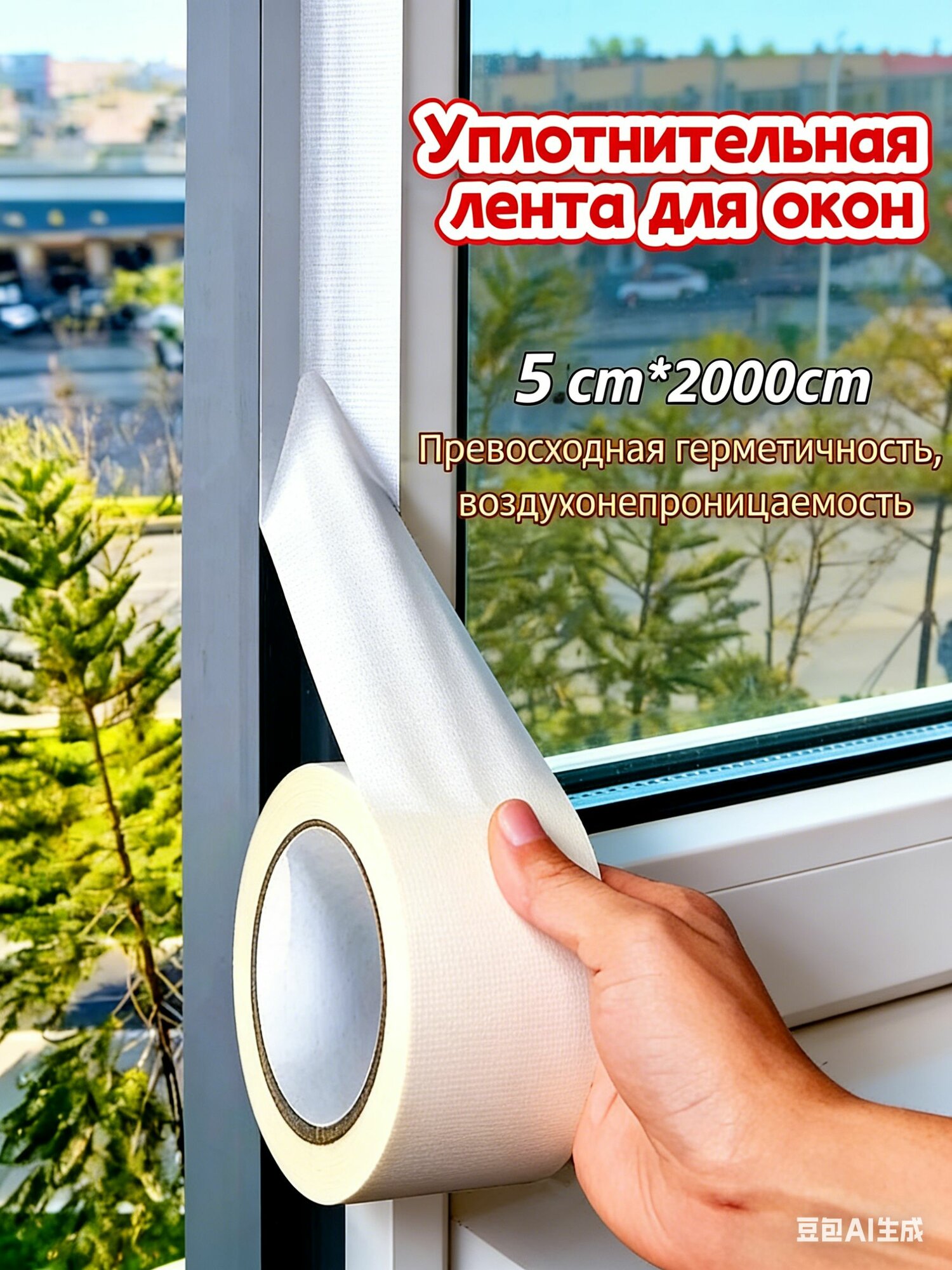 Зимняя уплотнительная лента для окон, 20 метров, белая, сильная адгезия, не оставляет следов
