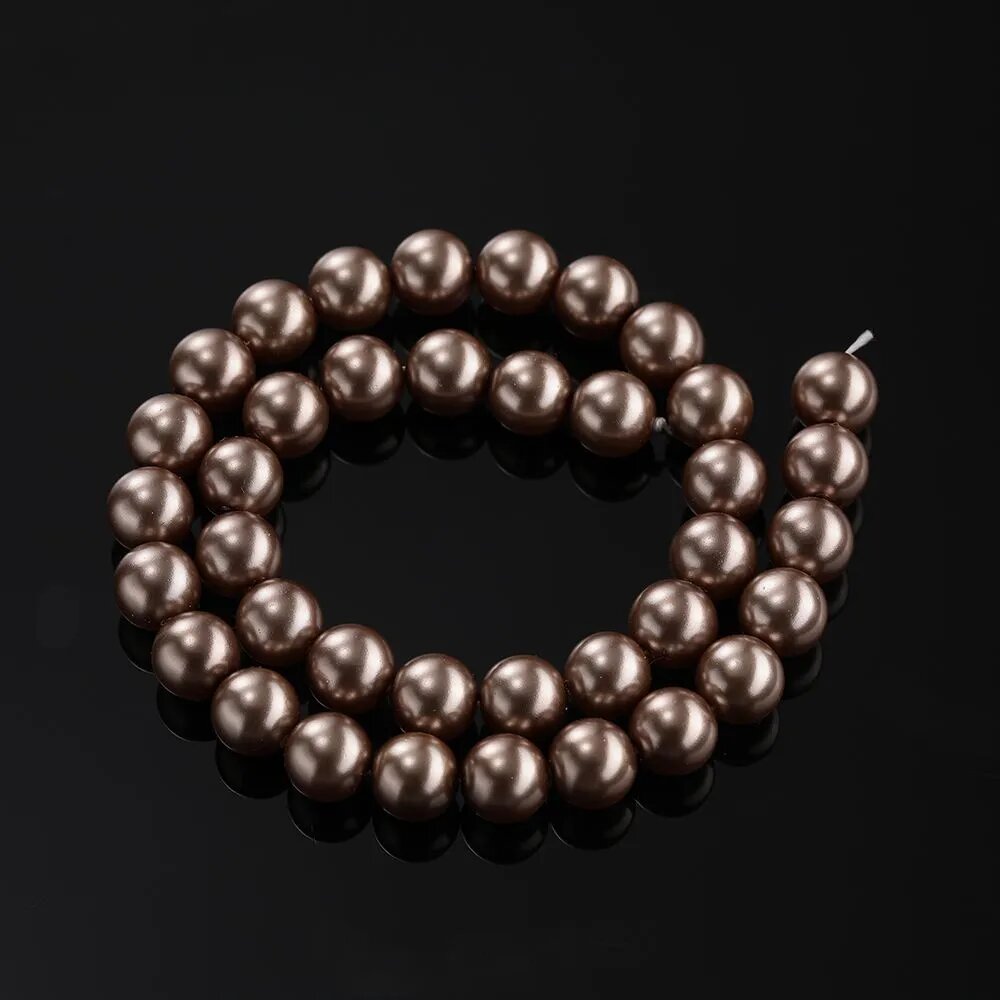 Жемчуг Стекло Глянецевый 10мм Цвет: коричневый около 39 шт