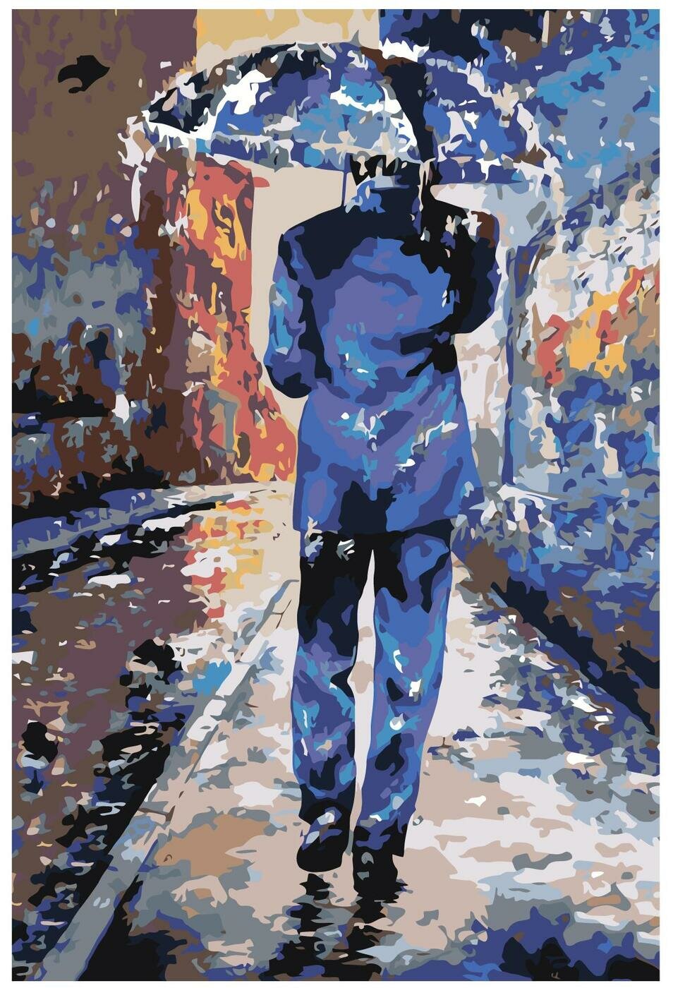 Картина по номерам, 40 x 60, EM11, мужчина, классика, костюм, дождь, зонт, осень, романтика, Имре Тот