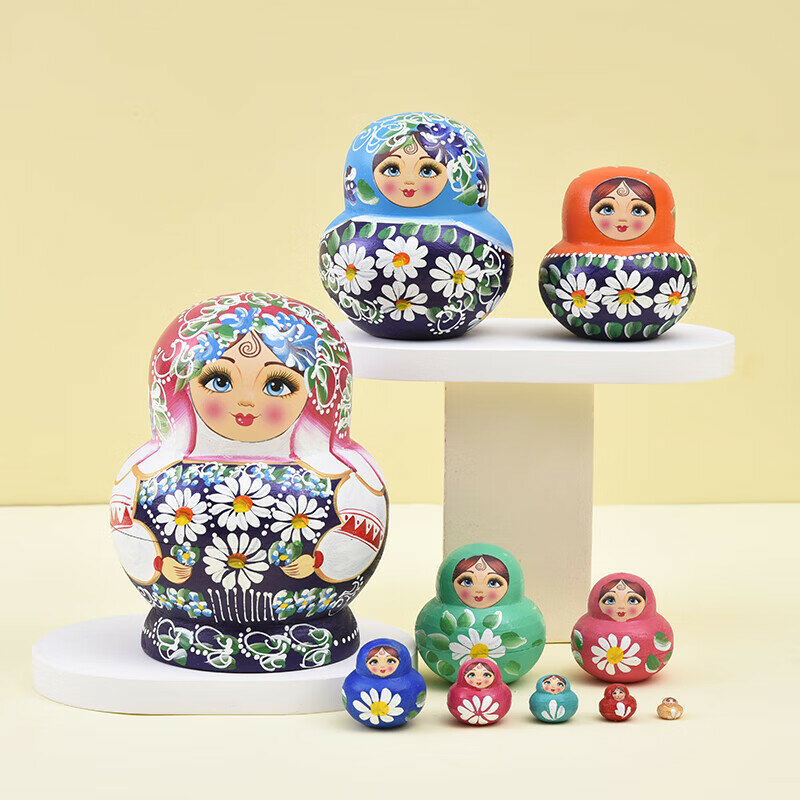 Русские матрёшки Хуашимэнг 10 уровней ручной работы детский игрушечный подарок для снижения стресса Цвет：Солнечный