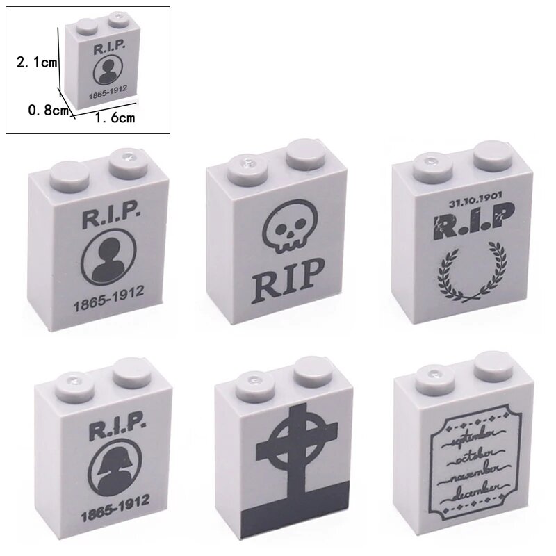 Серые LEGO® R.I.P. надгробия, 6 шт.