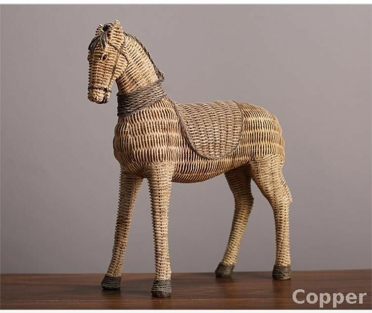 Фигурка декоративная Лошади из ротанга Красивый цвет V750, высота 26 см, длина 23 см