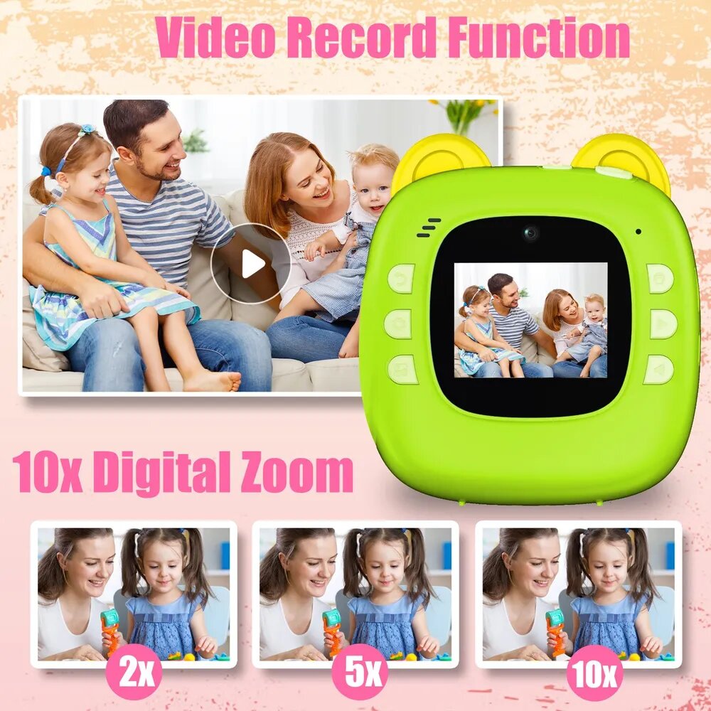 Фотоаппарат детский мгновенной печати, с картой памяти 32ГБ, фотокамера для детей
