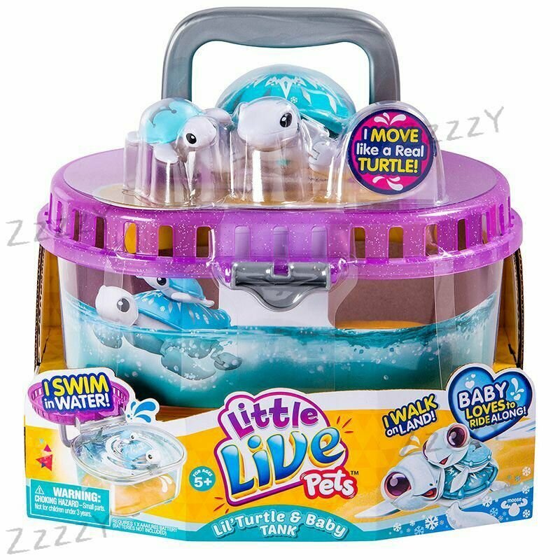 Little Live Pets Lil Turtle baby Tank Игрушка-черепаха с реалистичными способностями к плаванию и ходьбе/Детское купание, плавательный бассейн, электрические игрушки-черепашки
