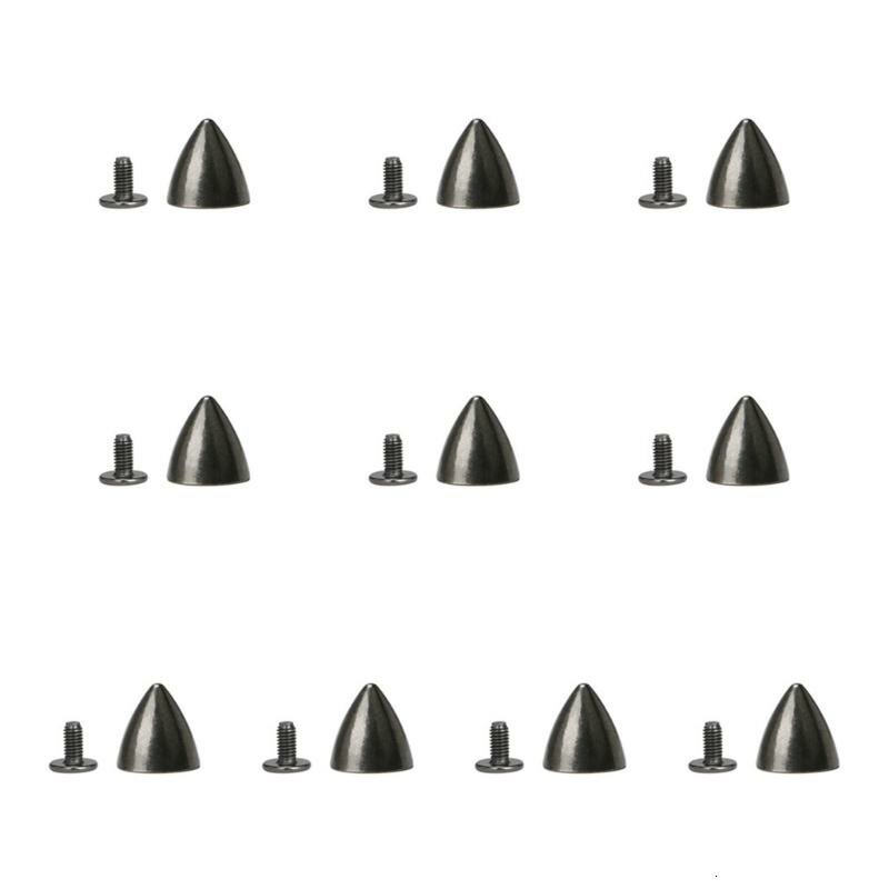 Бронзовые заклёпки для ремней и ошейников, пистолет черный - 6 заостренных конусов 12x1