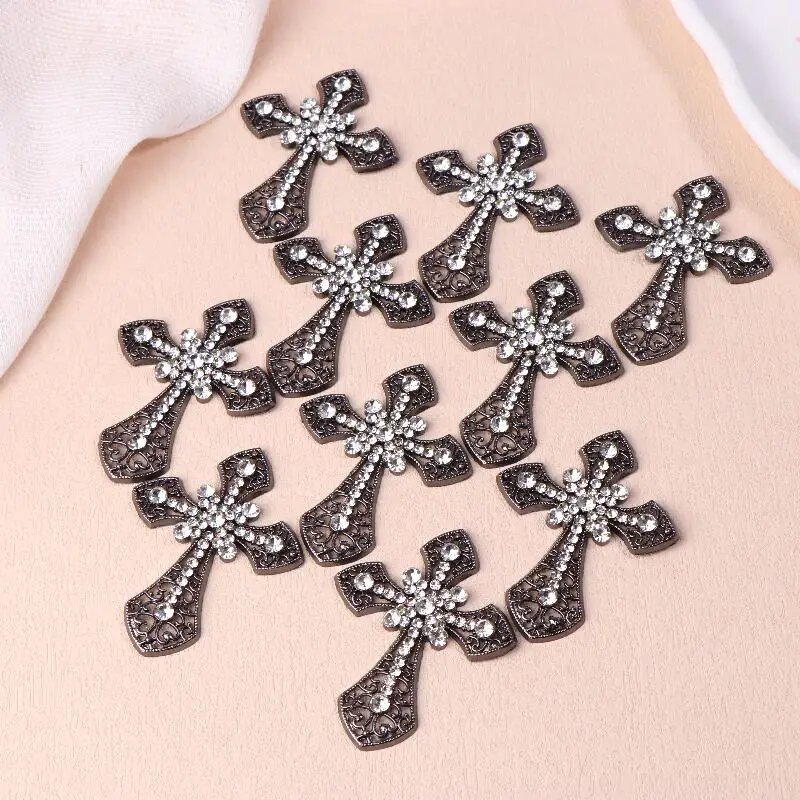Декоративные металлические кресты с кристаллами JETTING 210 шт 10pcs Black