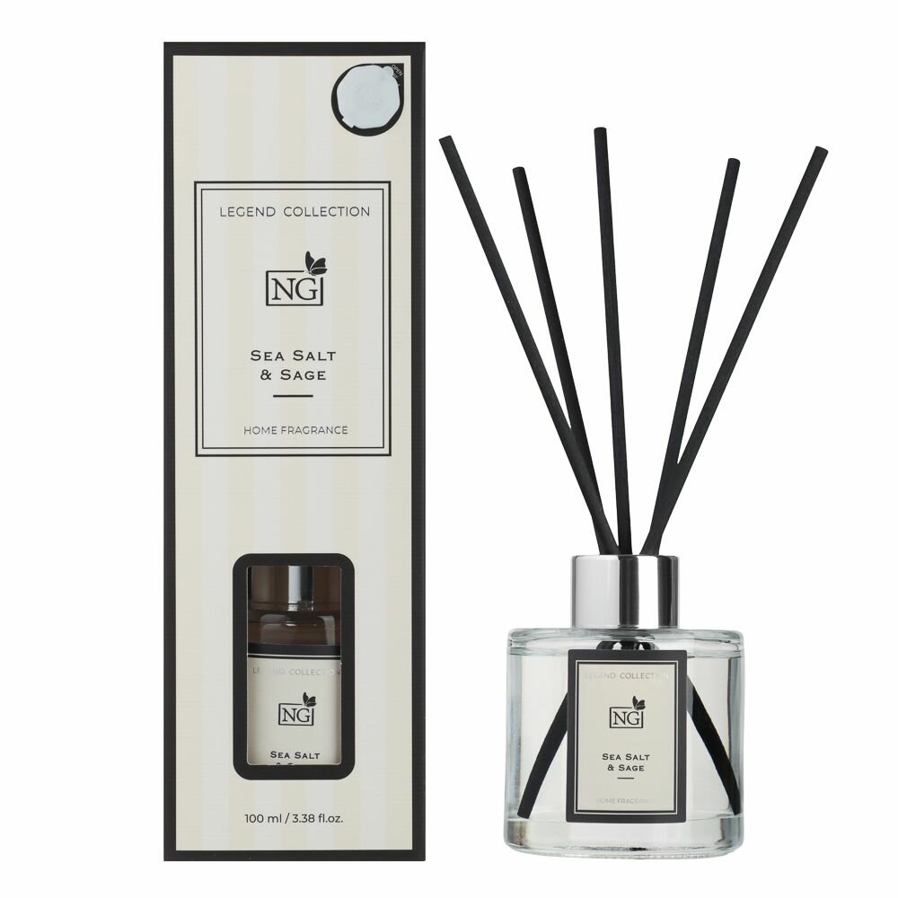 Диффузор ароматический интерьерный с палочками. Аромат морской свежести, шалфея и лёгкие древесные ноты.