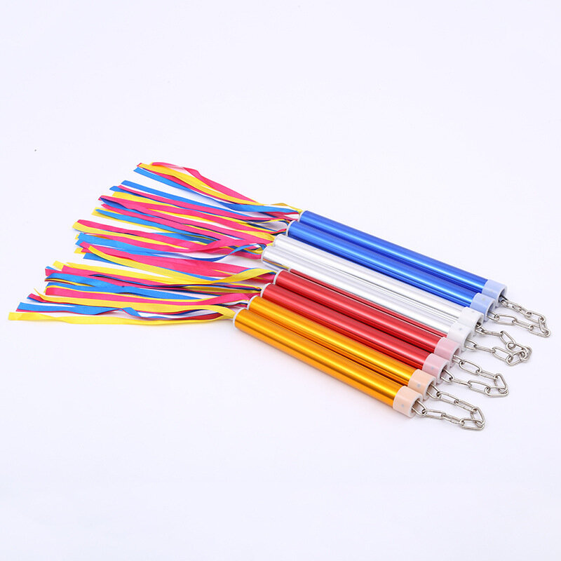 Оптовая продажа нунчаков из алюминиевого сплава с лентами, нунчаки из алюминиевого сплава для детских тренировок, нунчаки для выступлений.