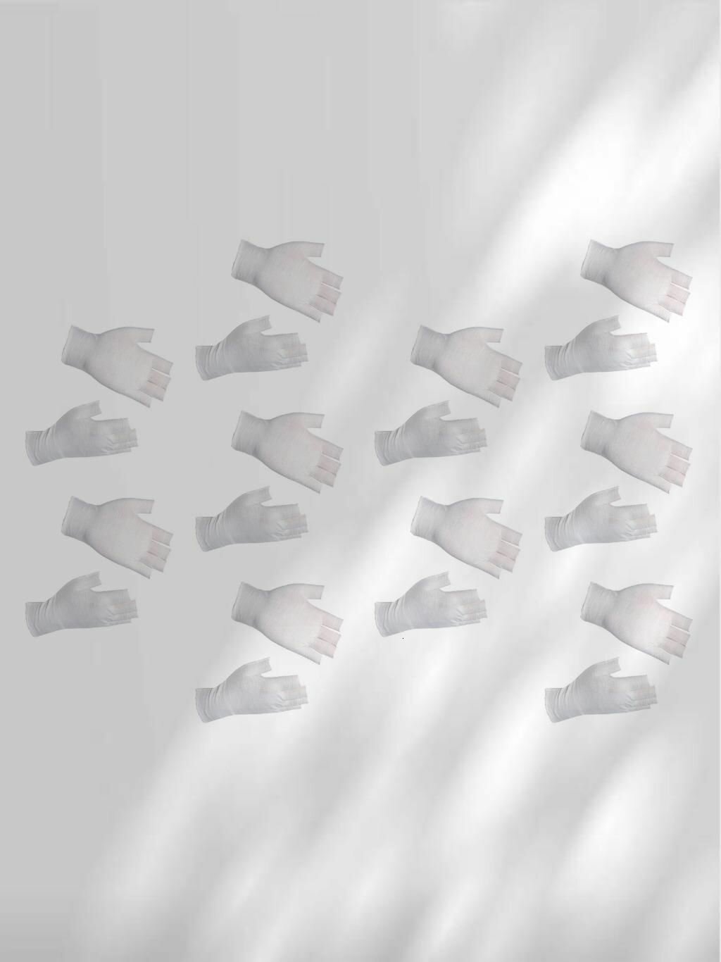 Рабочие перчатки без пальцев, - Белые 10 пар