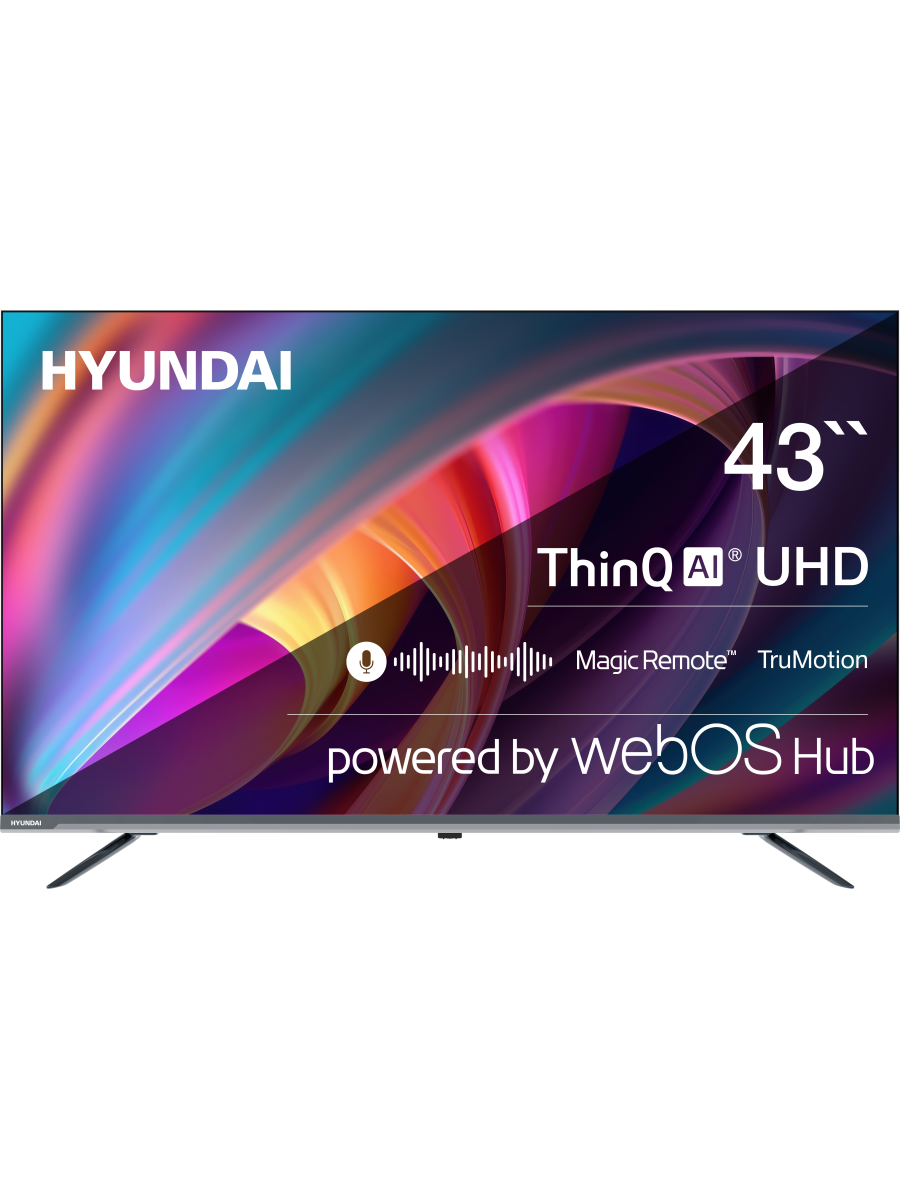 Телевизор Hyundai H-LED43BU7100 43" LED, 4K Ultra HD, серый, смарт ТВ, WebOS