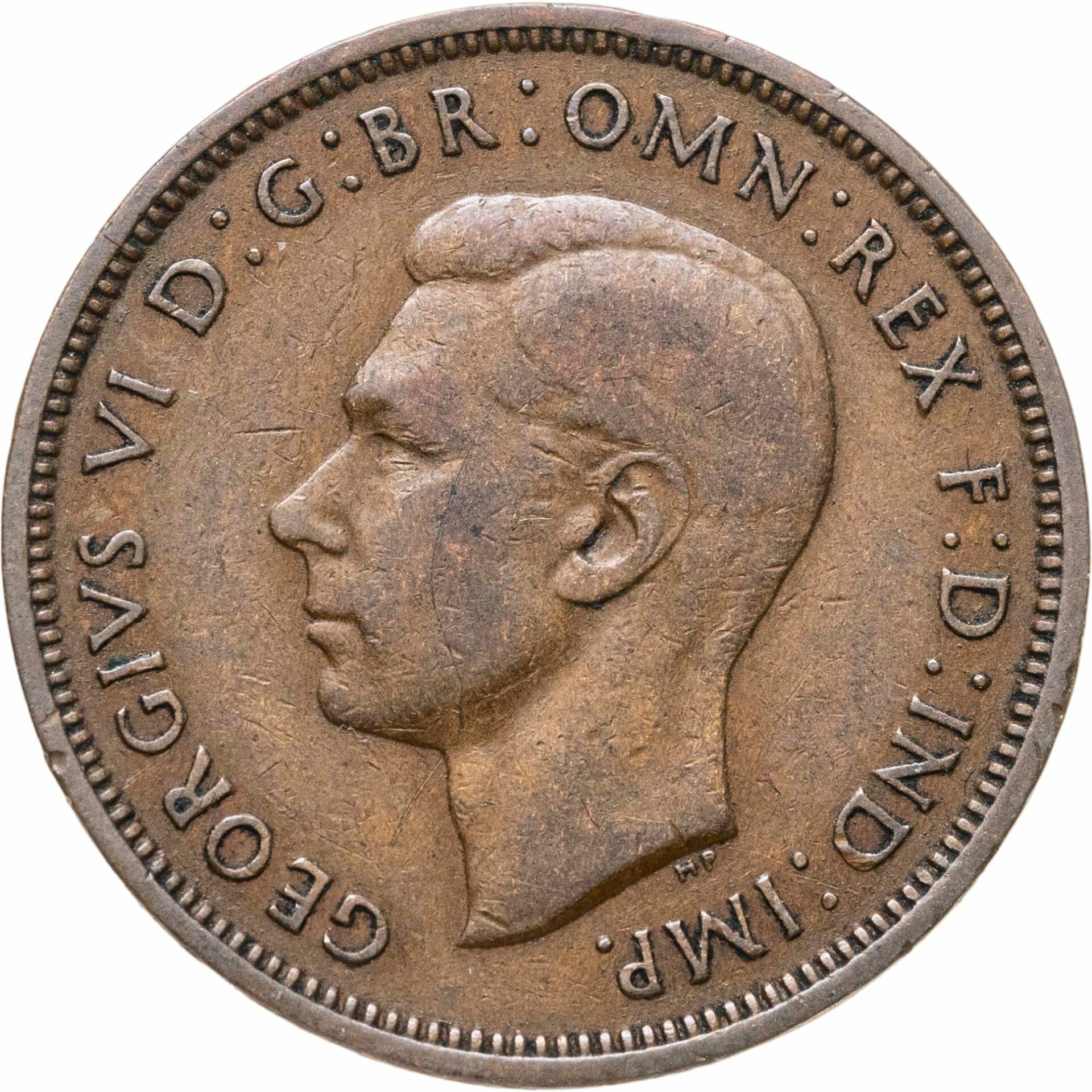 Великобритания 1/2 пенни penny 1938, Бронза, в сохранности VF