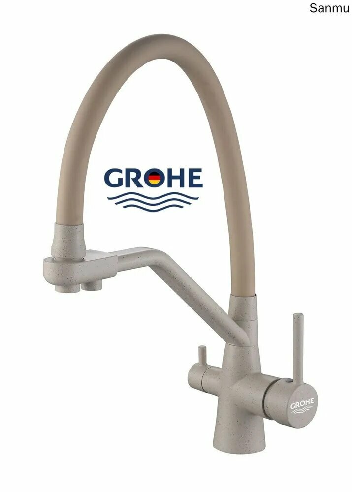 GROHE Смеситель для кухни с фильтром и смеситель для питьевой воды с гибкой силиконовой поворотной насадкой